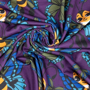 Purple Butterfly Bees Stretch Jersey Fabric - Etsy
