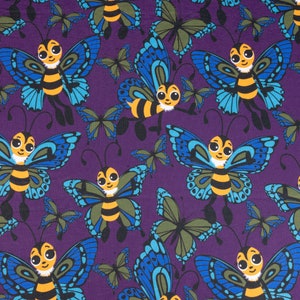 Purple Butterfly Bees Stretch Jersey Fabric - Etsy