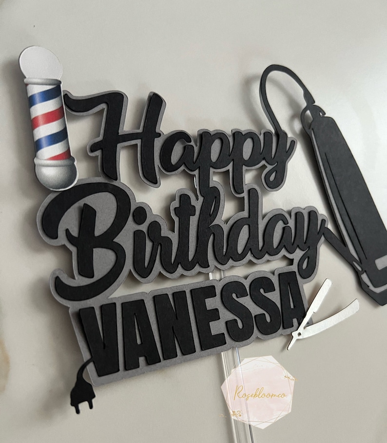 Barber Birthday Cake Topper | Personalized Came Topper | Barber Shop ...