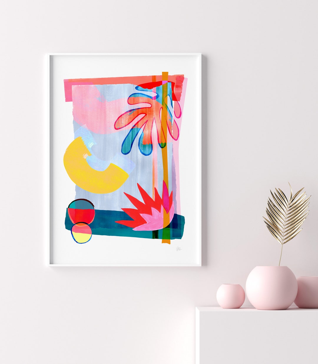 Colourful Modern Abstract Art Print, Vibrant Wall Art, Bright Modern ...