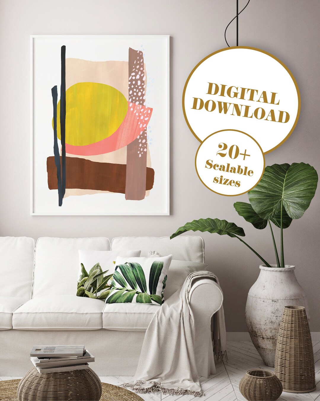 Beige Abstract Shapes Printable Wall Art, SVG Download Abstract Art ...