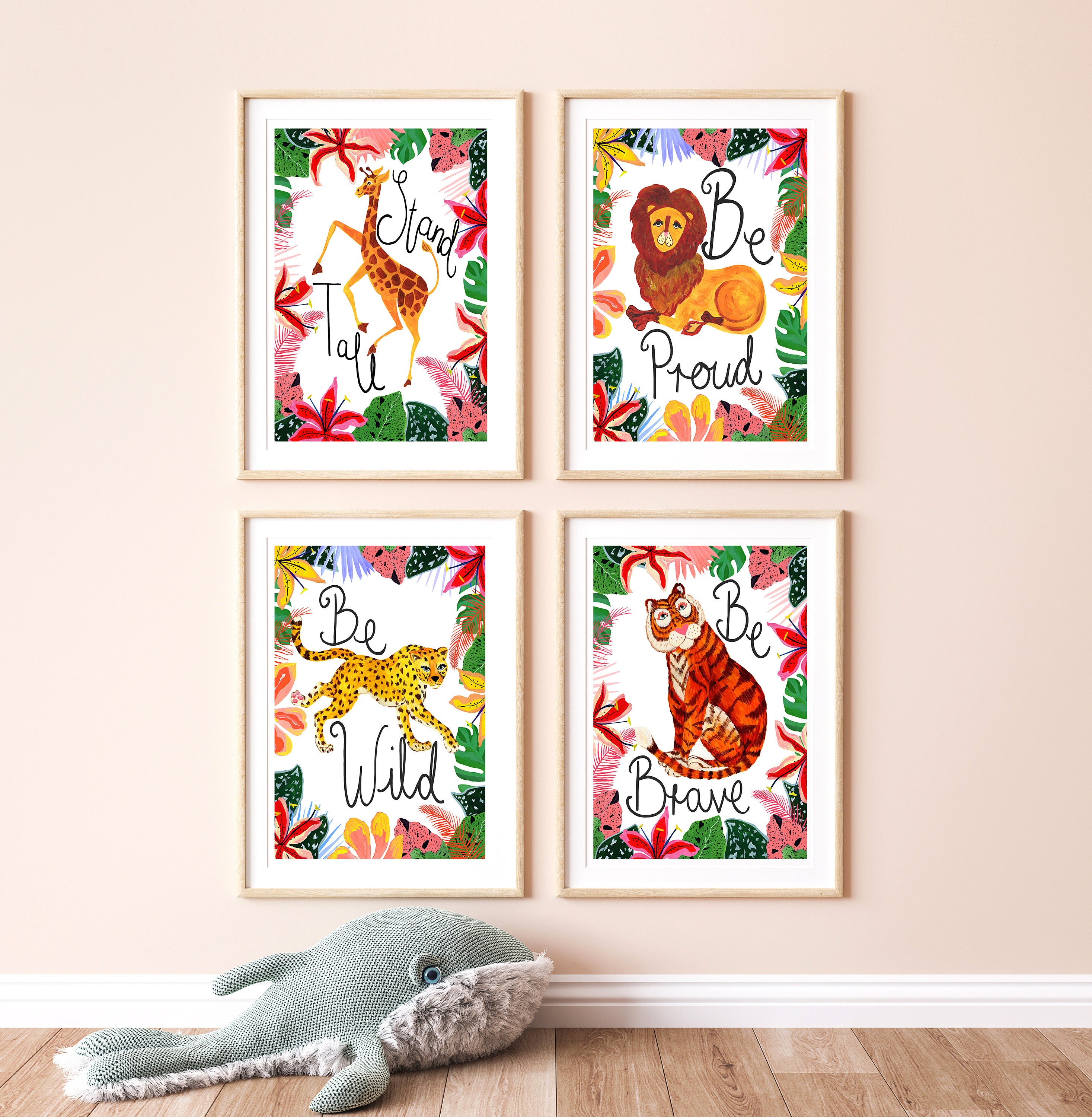 Safari Animal Set, Safari Room Decor, Colourful Kids Art - Etsy