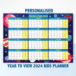 Kids 2024 Wall Planner, Planets Space Decor, Kids 2024 Wall Calendar - Etsy