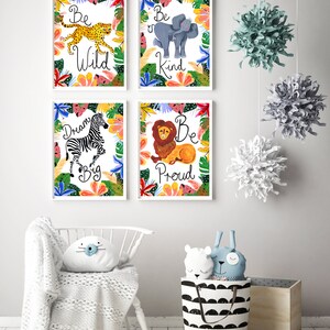 Safari Animal Set, Safari Room Decor, Colourful Kids Art - Etsy