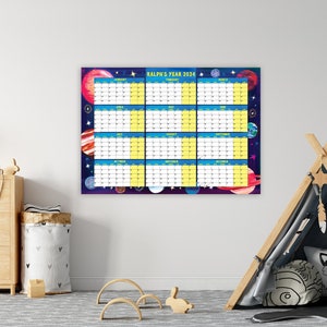 Kids 2024 Wall Planner, Planets Space Decor, Kids 2024 Wall Calendar - Etsy