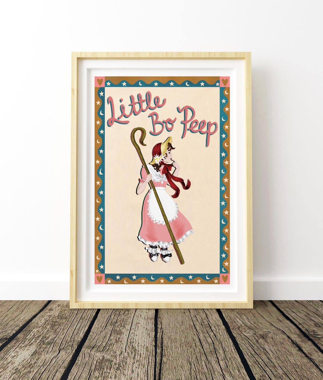 Little Bo Peep Nursery Print – Hand-painted Nursery Rhyme Wall Art ...