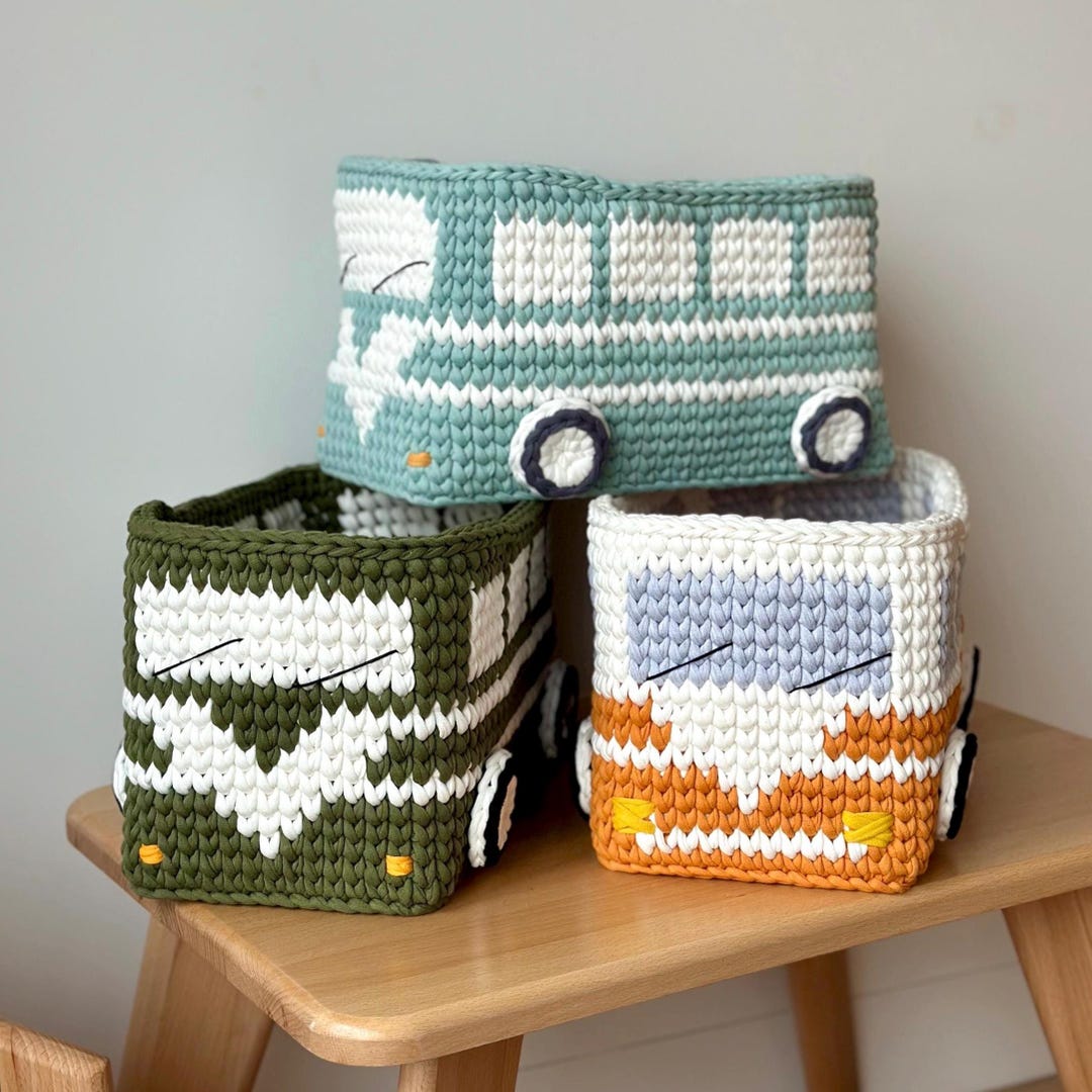 Retro Bus Basket, Storage Basket, Gift for Child, Nursery Decor - Etsy