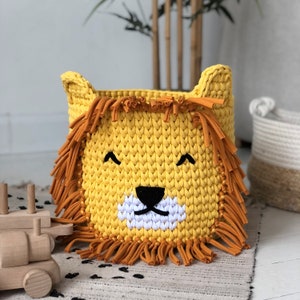 Yellow Lion Basket, Crochet Basket, Lion Nursery Decor - Etsy