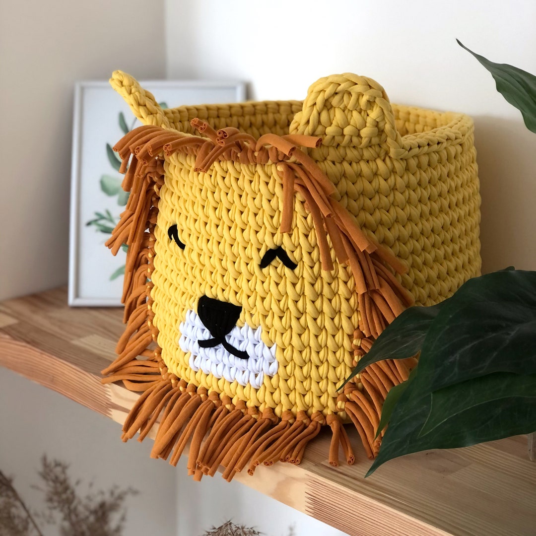 Yellow Lion Basket, Crochet Basket, Lion Nursery Decor - Etsy