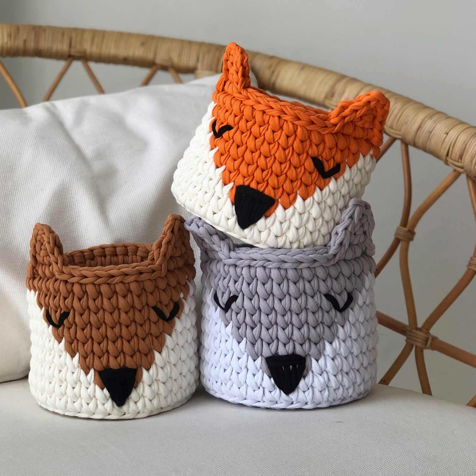 Crochet Fox Basket for a Child Bedroom Animal Basket - Etsy
