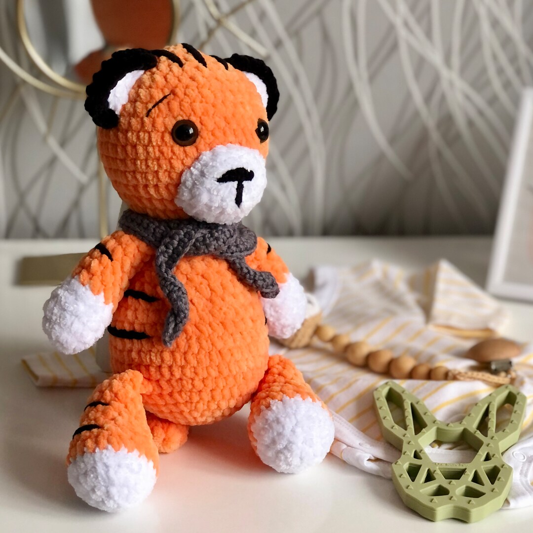 Baby’s First Soft Toy, Soft Tiger, Knitted Toy, Tiger Stuffed Toy, Baby ...