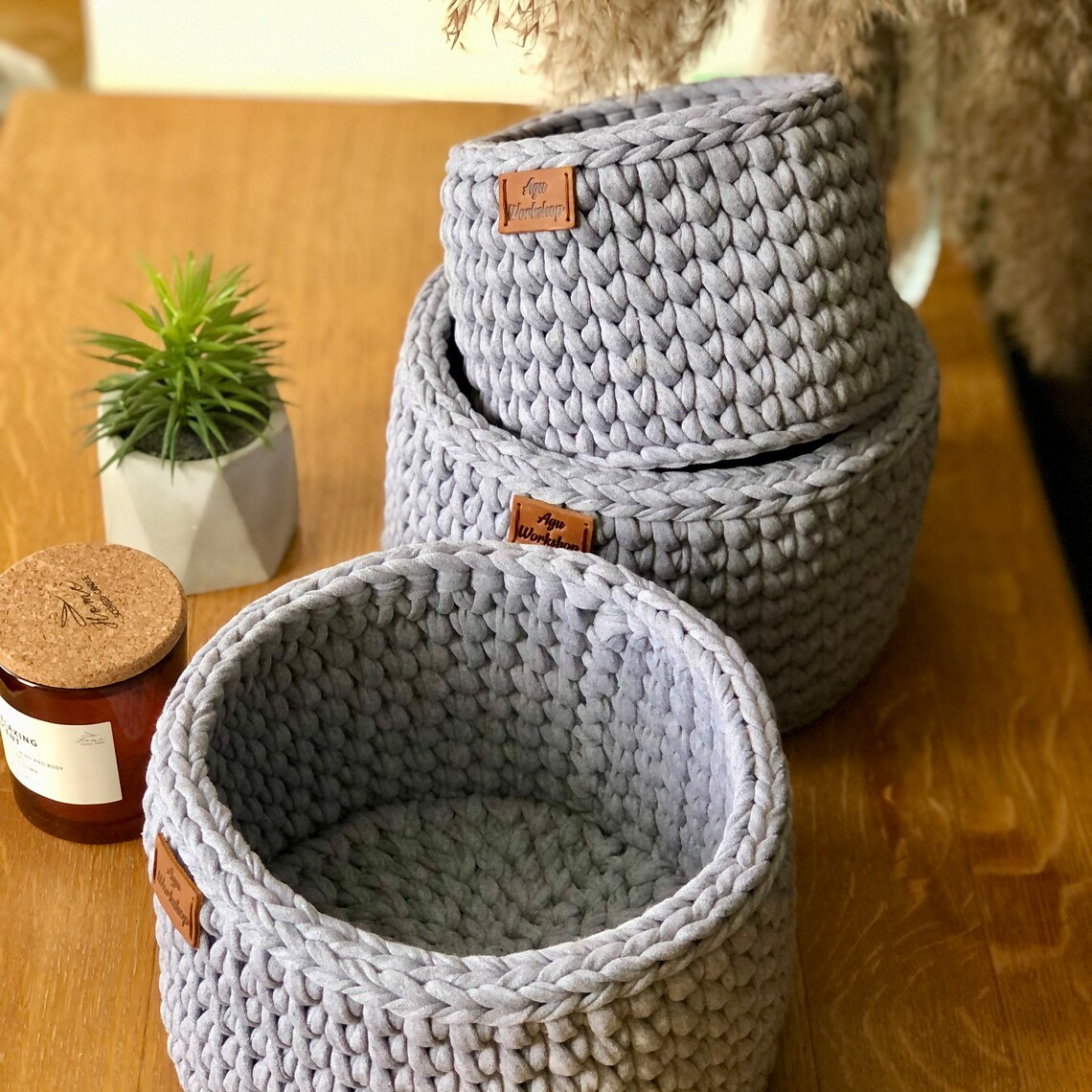 Set of Handmade Baskets Storage Baskets Gift Baskets - Etsy