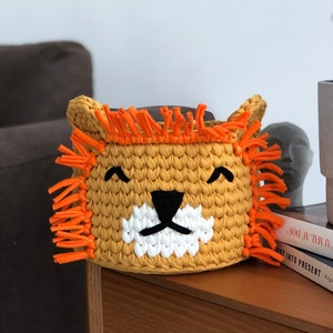 Lion Storage Basket, Knitted Basket for Child Room, Animal Baskets, Toy ...