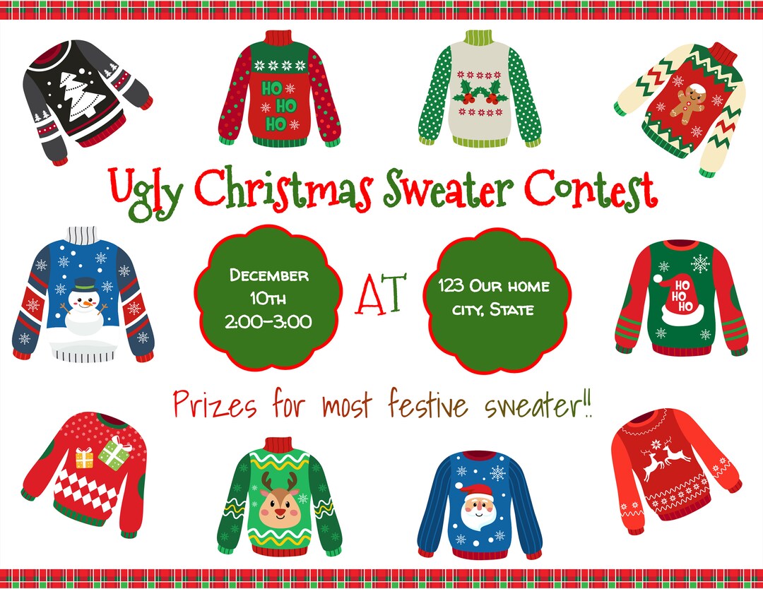 EDITABLE Ugly Christmas Sweater Invitation - Etsy