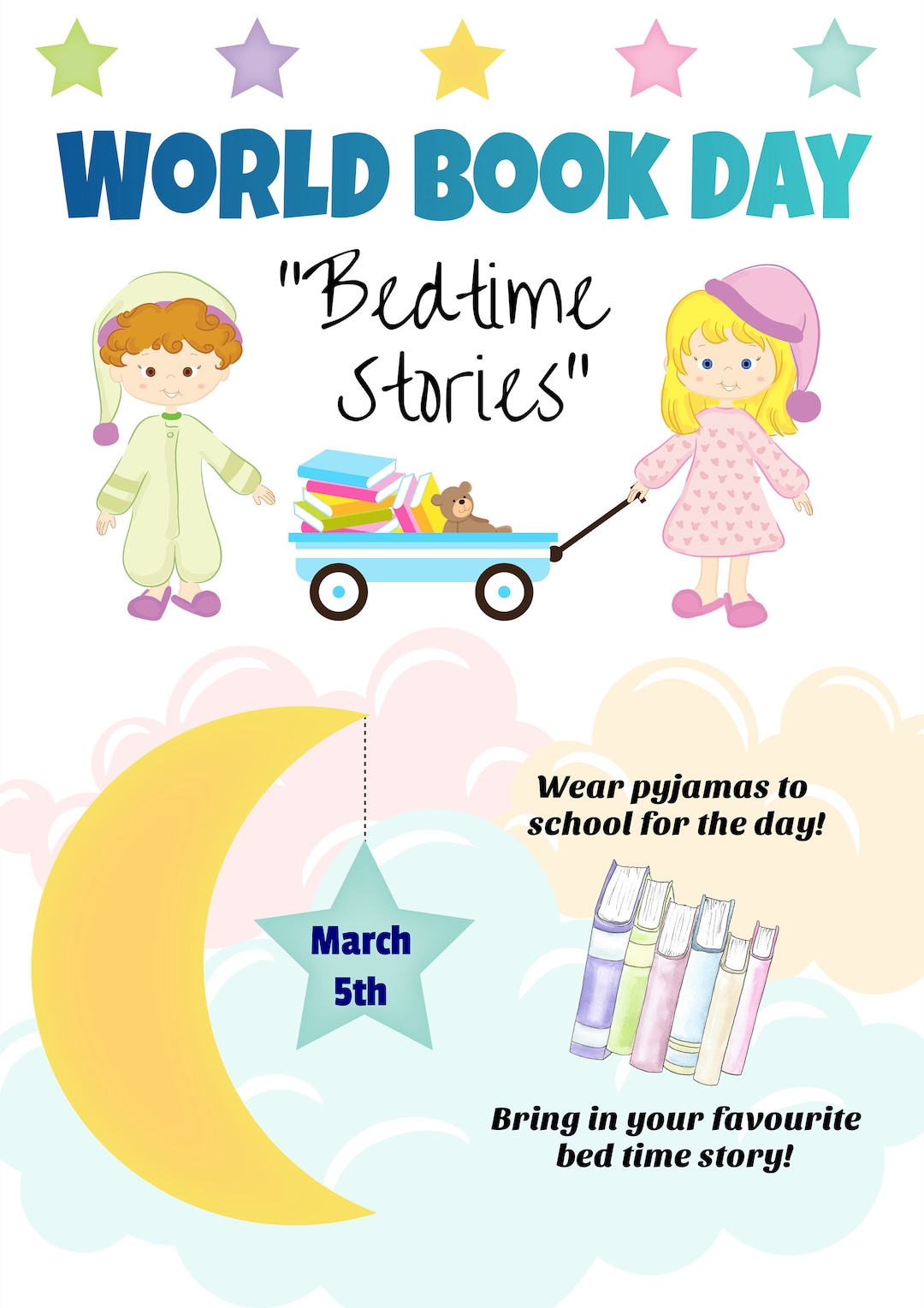INSTANT DOWNLOAD, EDITABLE, World Book Day Flyer, Bedtime Stories ...