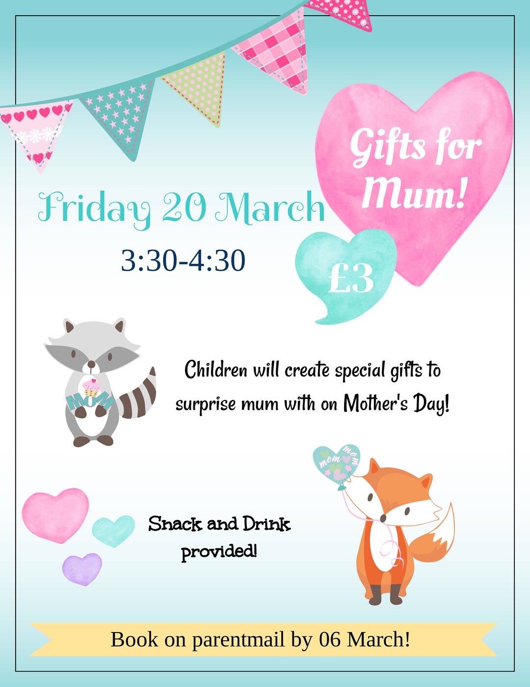 INSTANT DOWNLOAD, Editable Mother's Day Flyer, Mother's Day Craft, PTA ...