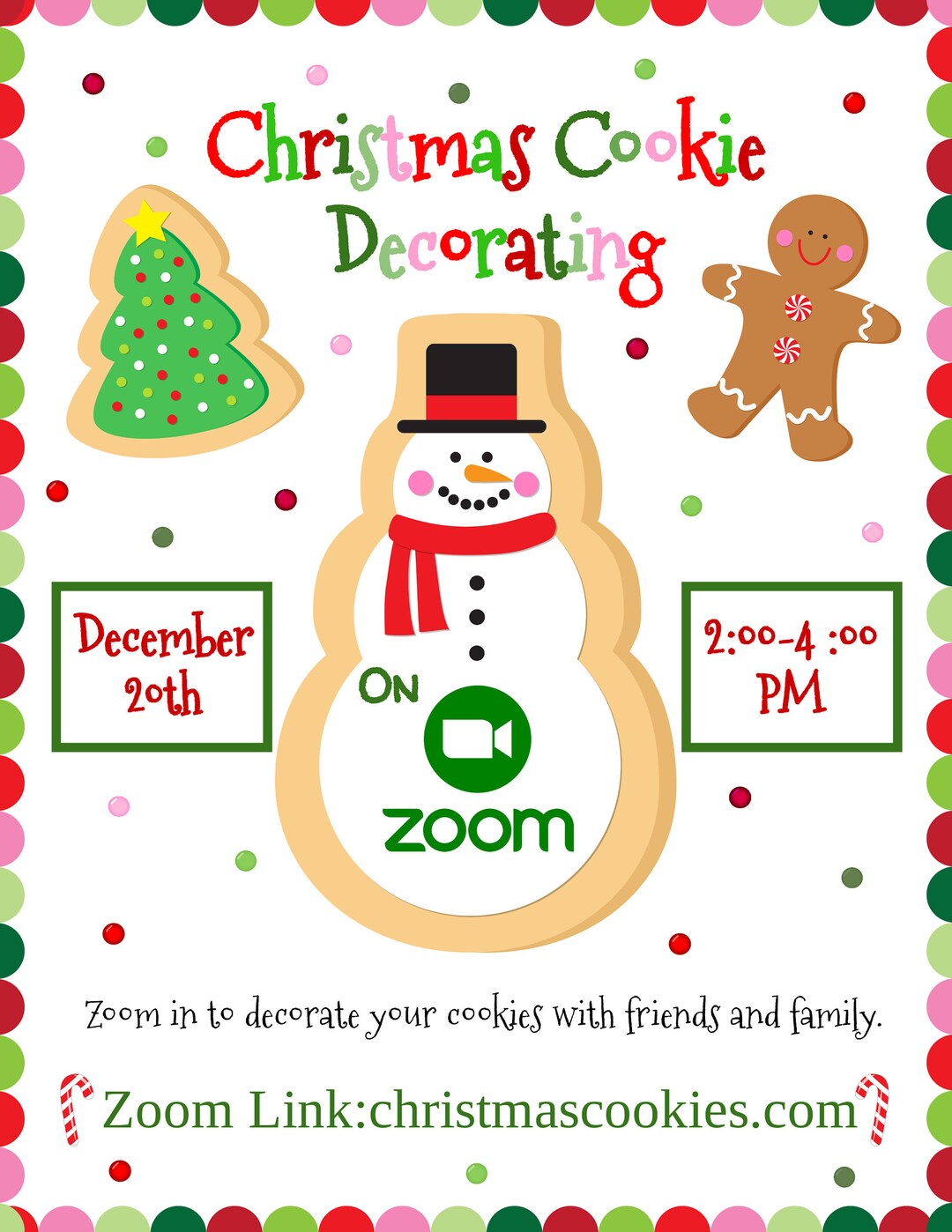 EDITABLE ZOOM Christmas Cookie Decorating Party - Etsy