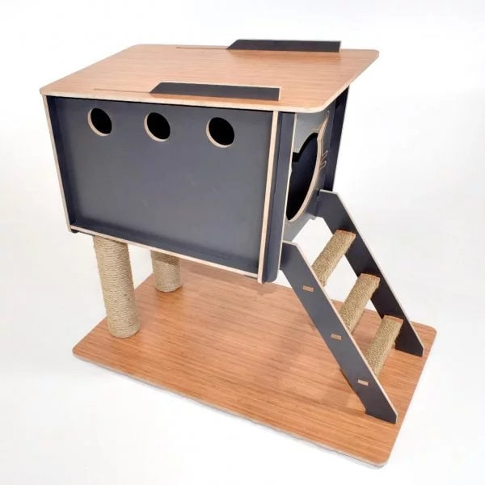 Wood Cat House, Cat Scratcher, Scratching Post, Large Cat House, Pet ...