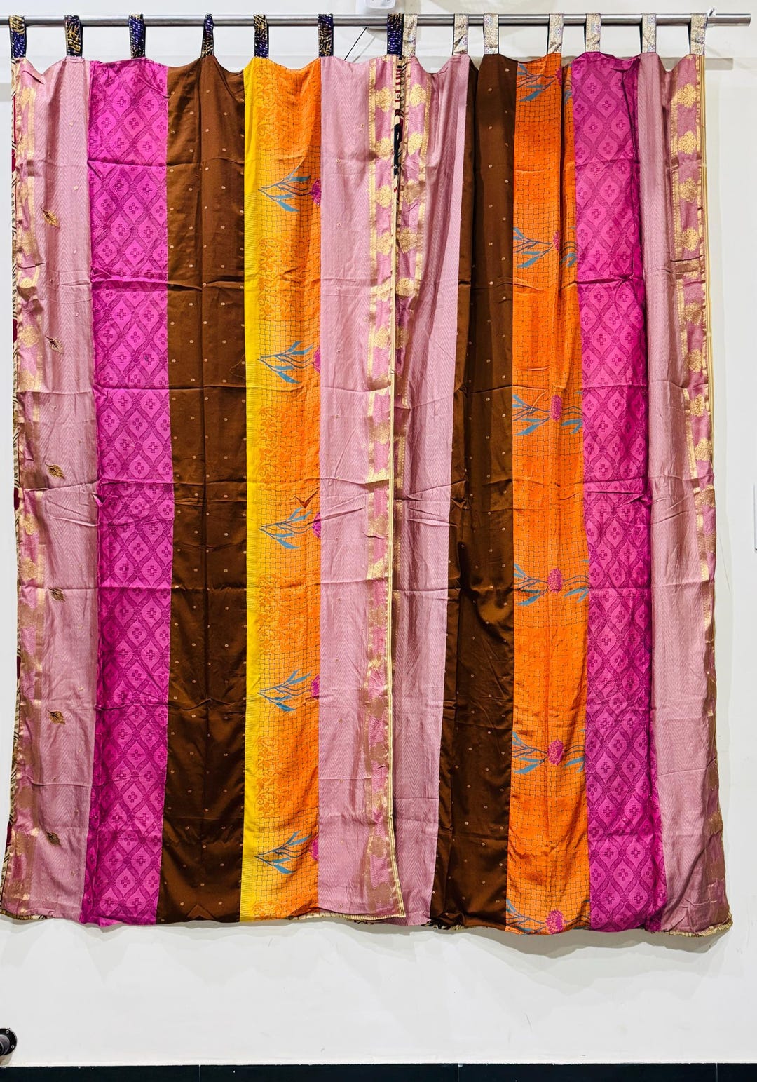 Handmade Silk Saree Curtain: Boho Patchwork Window Decor - Etsy