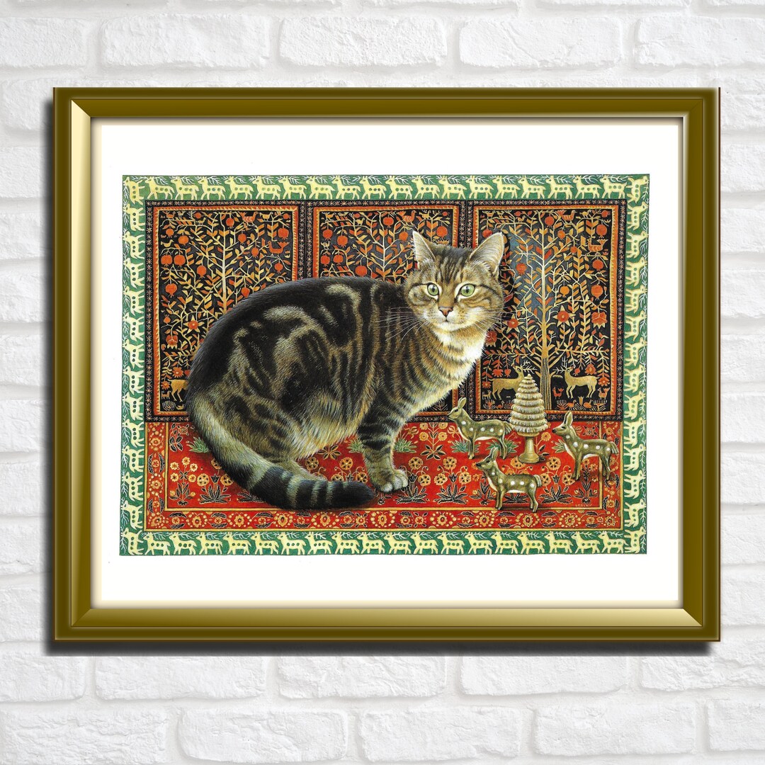Large Christmas Carol Cat Print, by Lesley Anne Ivory, Unframed Vintage ...
