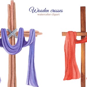 Wooden Cross Watercolor Clipart, Religious Easter Clipart, Baptism ...