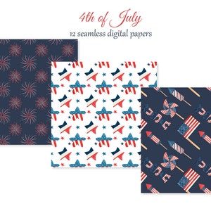Independence Day Digital Paper, 4th of July Seamless Pattern, Scrapbook ...