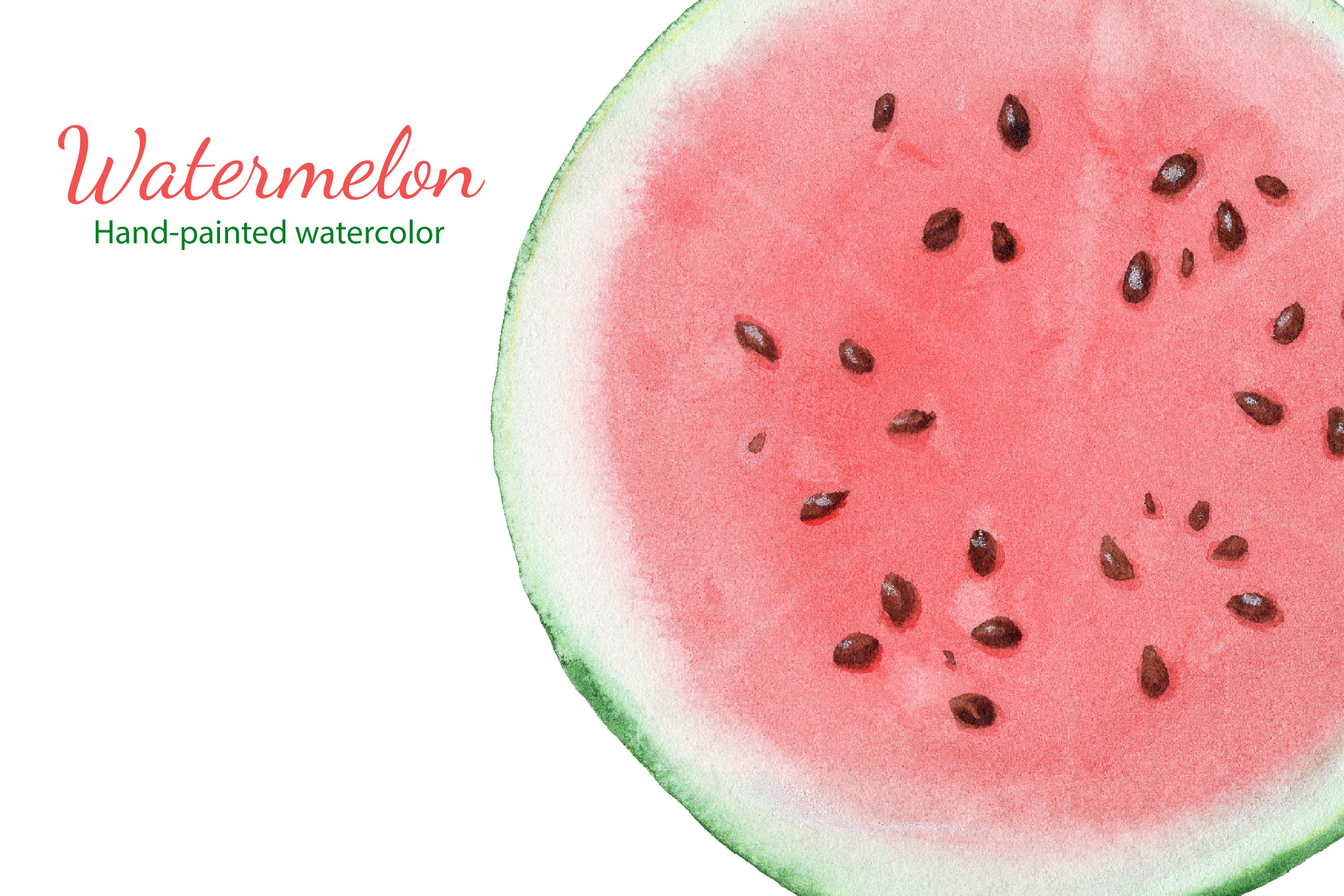 Watermelon Clipart. Watercolor Fruit Summer Clipart. - Etsy
