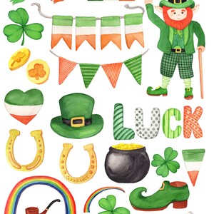 St. Patricks Day Watercolor Clipart, Irish Clipart, Lucky Shamrock ...