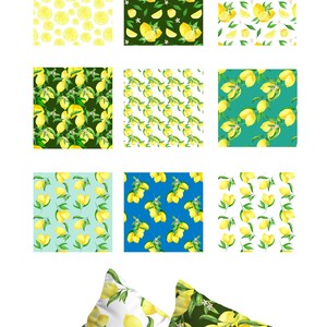 Lemon Digital Paper Pack. Watercolor Lemon Seamless Pattern Set - Etsy