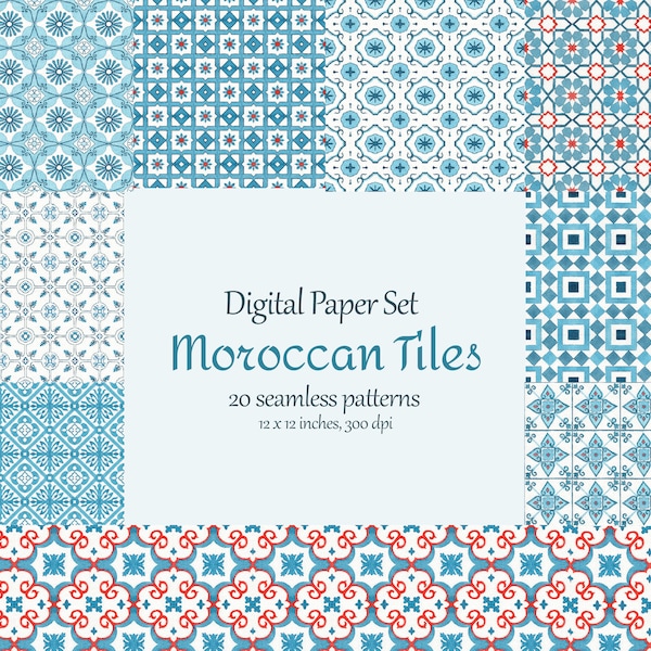 Moroccan Tiles Paper - Etsy