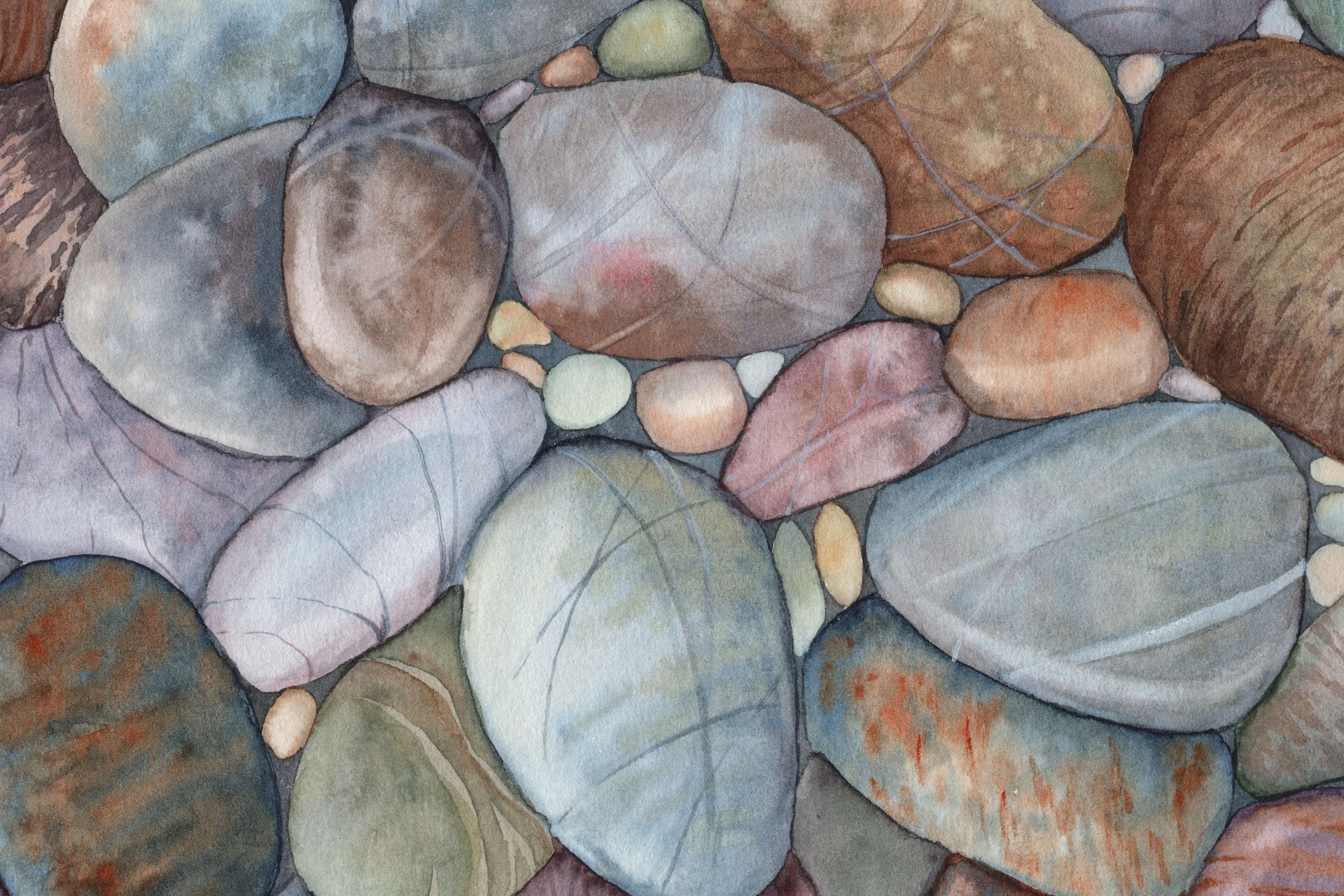 Realistic Beach Pebbles Watercolor Painting Original - Etsy