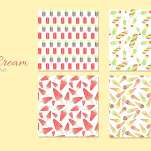 Watercolor Ice Cream Digital Paper. Popsicle Seamless Pattern ...