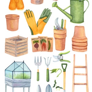 Spring Gardening Watercolor Clipart, Rustic Farmhouse, Sublimation PNG ...
