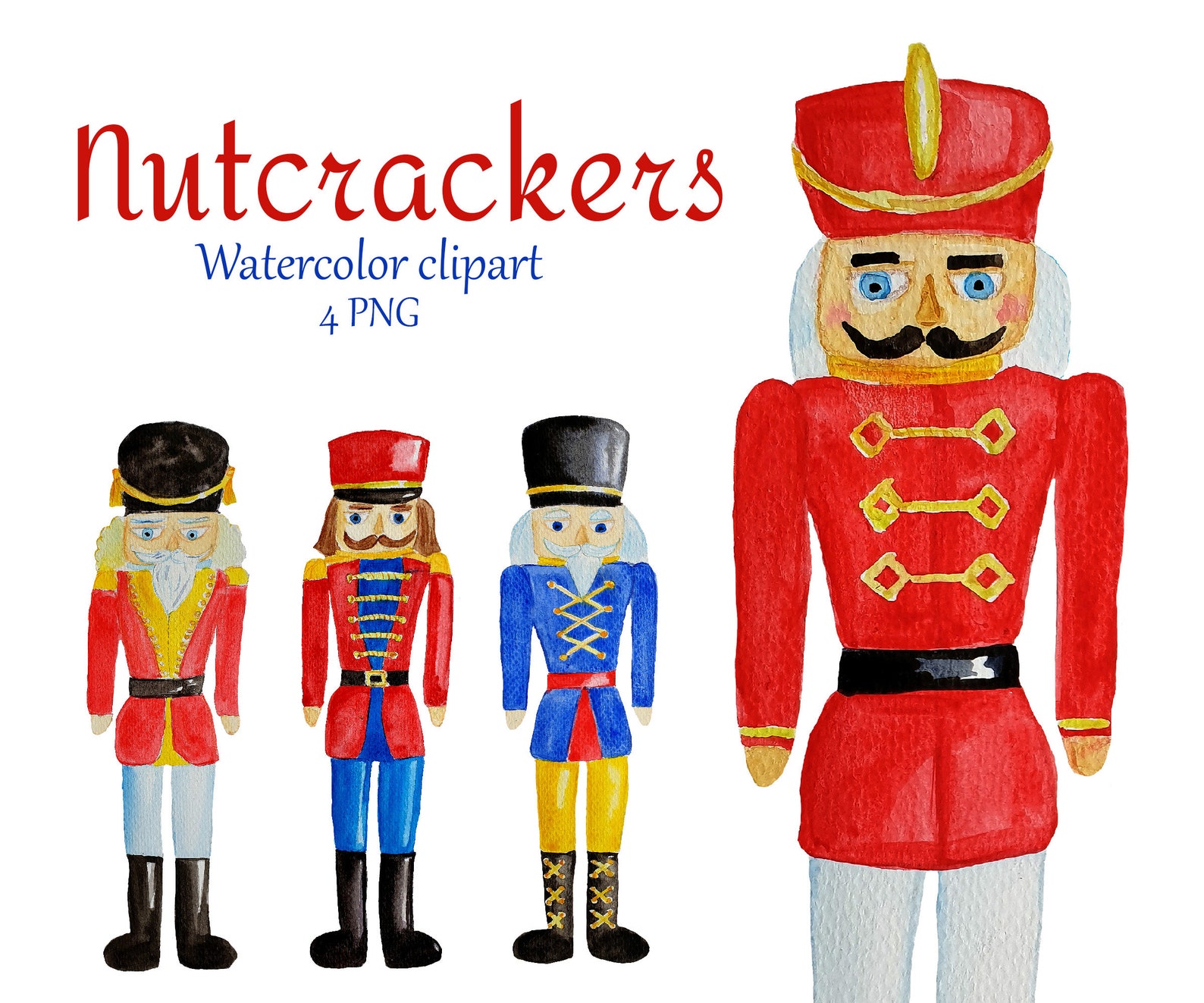 Watercolor Nutcracker Clipart. Christmas PNG Clip Art. - Etsy