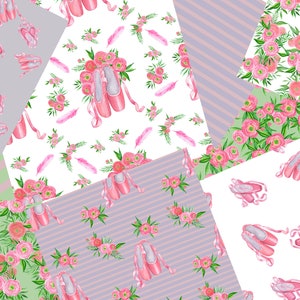 Floral Ballet Shoes Digital Papers Set. Ballerina Scrapbooking Paper - Etsy