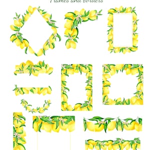 Watercolor Lemon Clipart, Lemon Frame, Lemon Wreath, Summer Clipart - Etsy