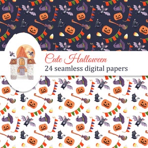 Halloween Digital Paper, Halloween Background, Kids Seamless Pattern ...