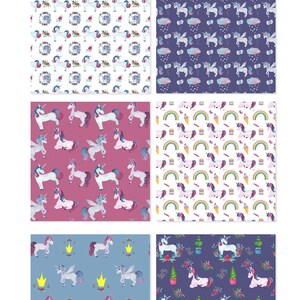 Unicorns Digital Papers Set, Seamless Pattern, Rainbow, Hearts, Stars ...