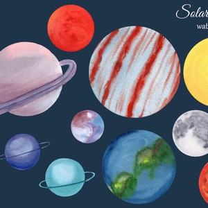 Solar System Watercolor Clipart, Planets, Space Clip Art - Etsy