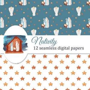 Nativity Christmas Digital Papers Pack, Bible Christmas Scene Seamless ...