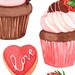 Sweet Love Valentines Day Watercolor Clip Art, Cupcakes, Sweets, Baking ...