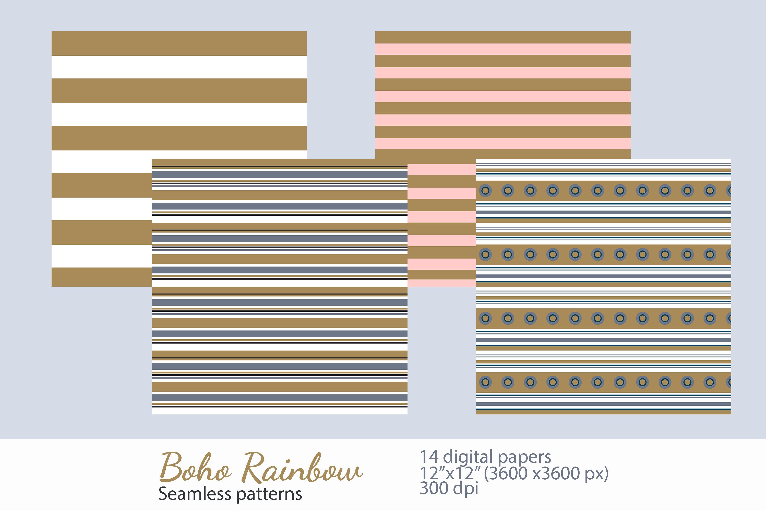 Boho Rainbow Digital Paper Pack Watercolor Boho Rainbow - Etsy
