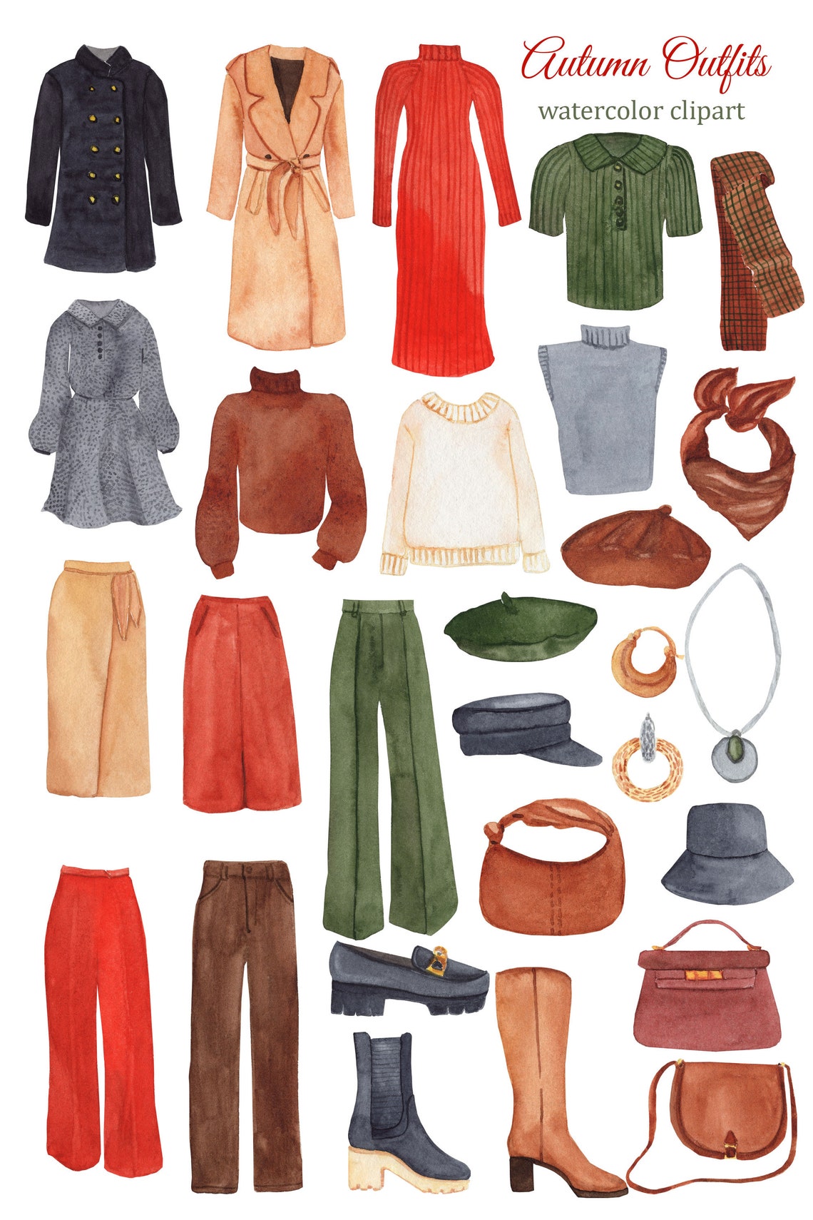 Autumn Fashion Watercolor Illustration Fall Fashion Girl - Etsy