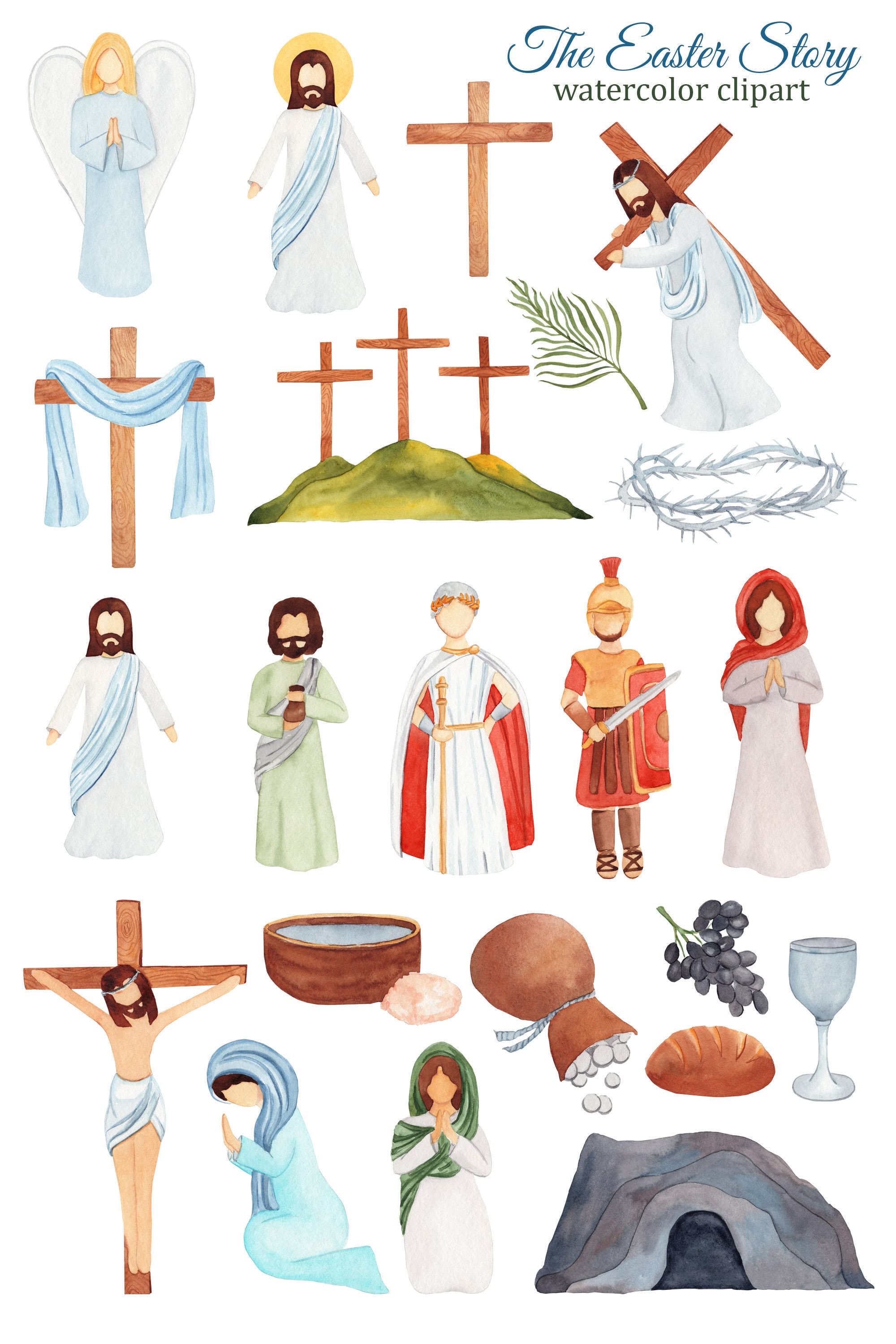 Religious Easter Clipart the Easter Story Jesus Risen Cross - Etsy