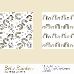 Boho Rainbow Digital Paper Pack, Watercolor Boho Rainbow Print, Baby ...