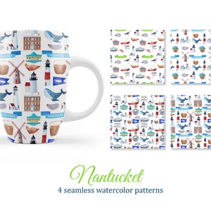 Nantucket Seamless Pattern, Decoupage Paper, Digital Background ...