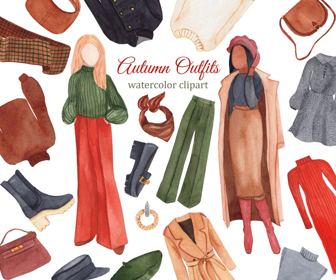 Autumn Fashion Watercolor Illustration, Fall Fashion Girl Clipart ...