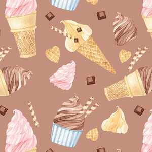 Watercolor Ice Cream Digital Paper. Popsicle Seamless Pattern ...