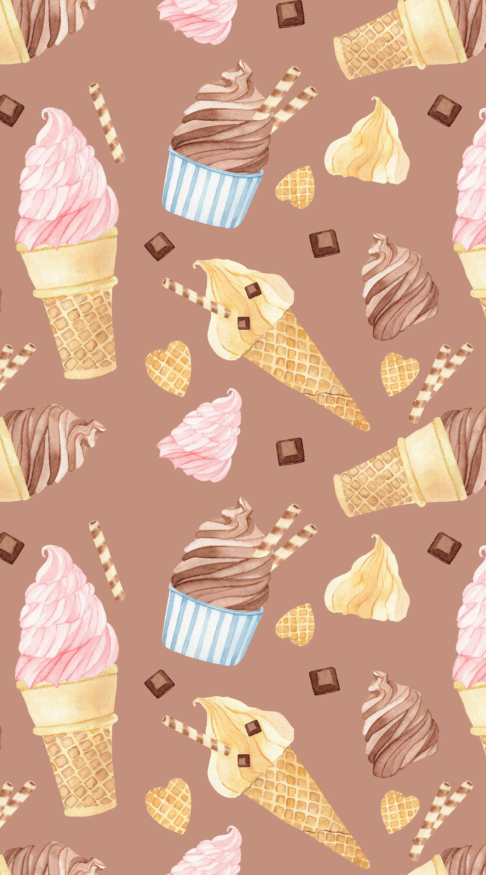 Watercolor Ice Cream Digital Paper. Popsicle Seamless Pattern ...