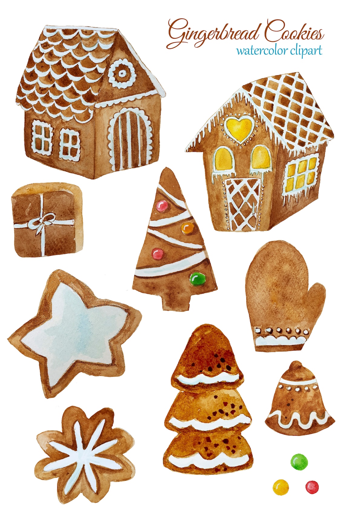 Christmas Gingerbread Cookie Clipart. Watercolor Gingerbread | Etsy